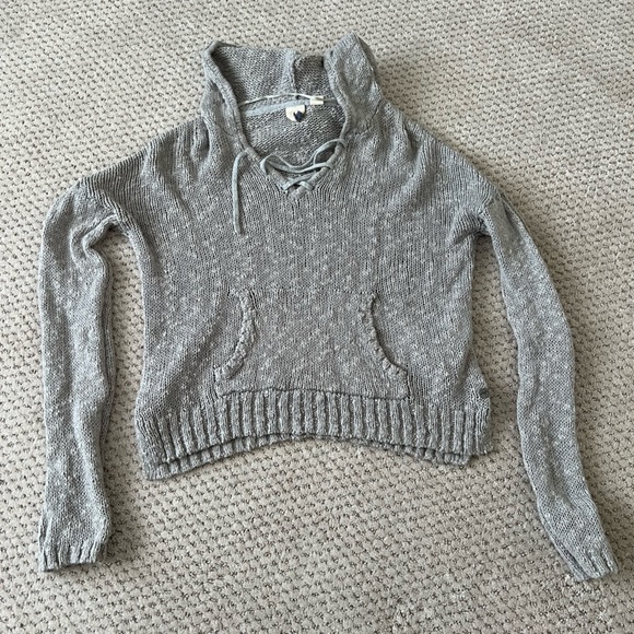 Roxy | Sweaters | Roxy Lace Up Grey Sweater | Poshmark